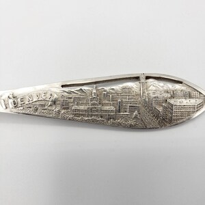 Antique Denver Souvenir Spoon: Sterling Silver Pierced Skyline, Capitol ...