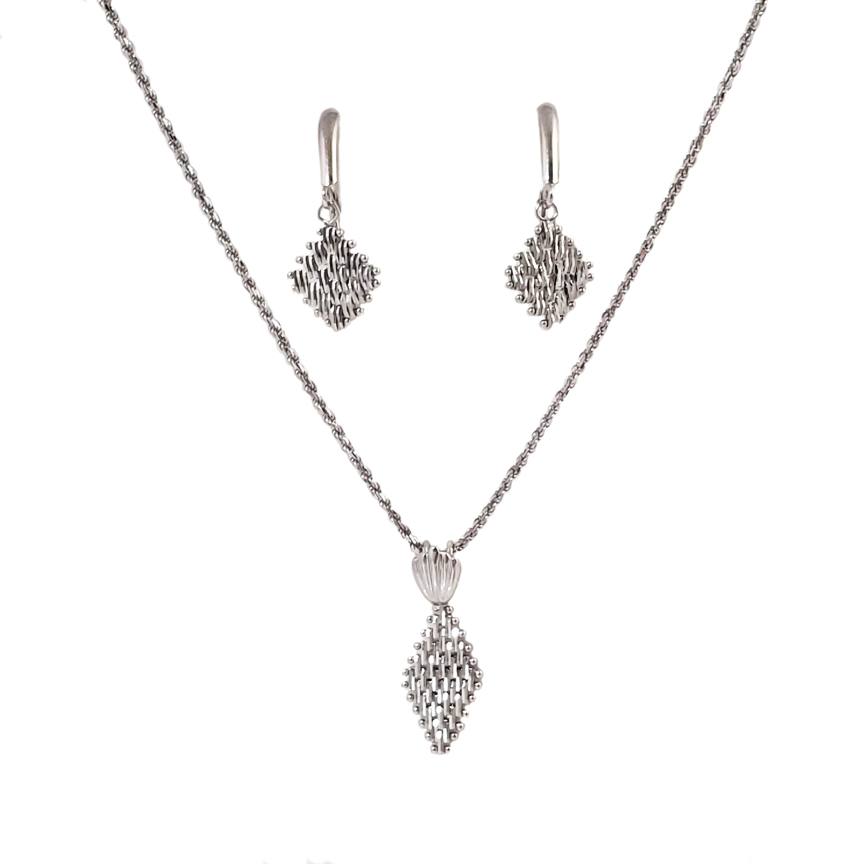 14K White Gold Jewelry Set Necklace and Earrings Flexible | Etsy