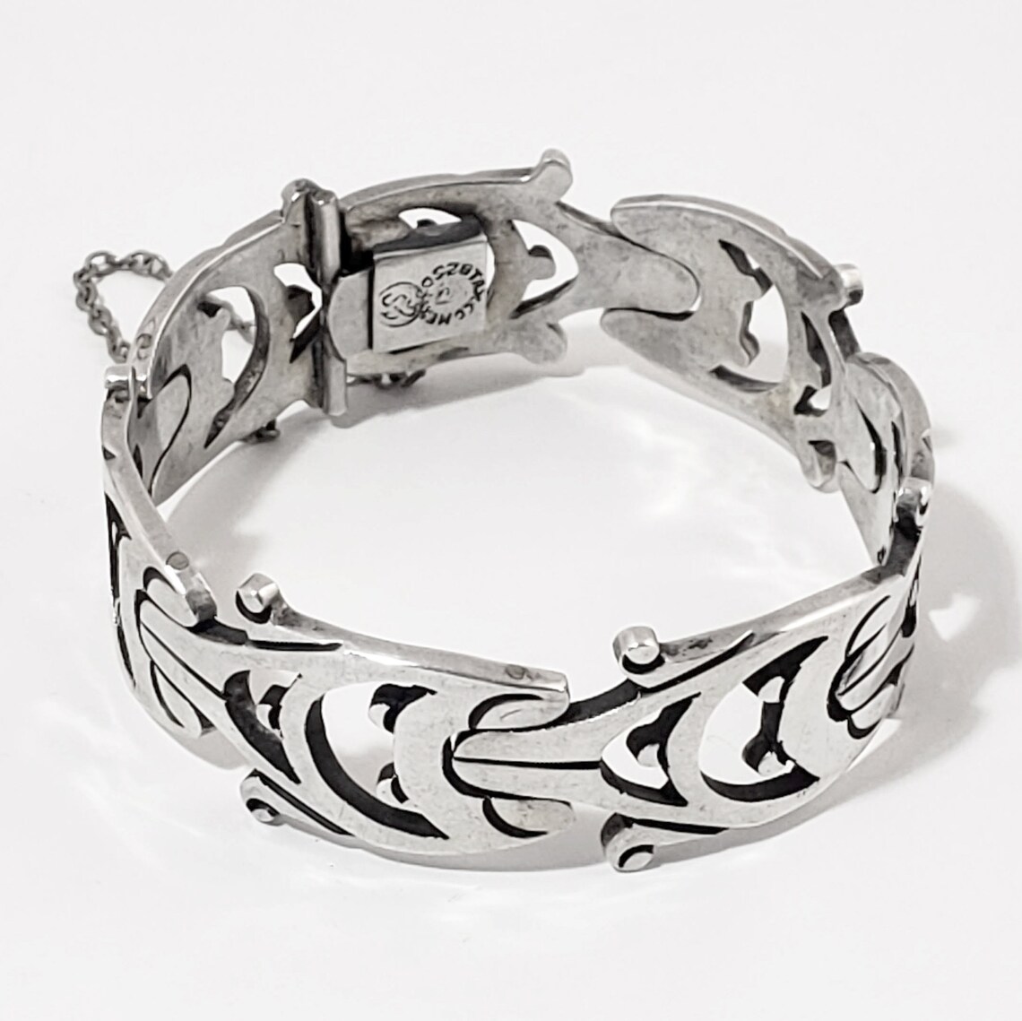 Heavy Sterling Silver Bracelet With Unique Link Design - Vintage ...