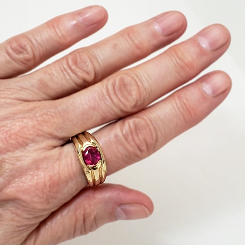 10K Gold & Synthetic Ruby Ring Vintage Unisex Ring Size 10 - Etsy