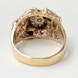 Vintage 14K Gold and Diamond Nugget Texture Ring - .5 Ctw - Size 9.25 ...