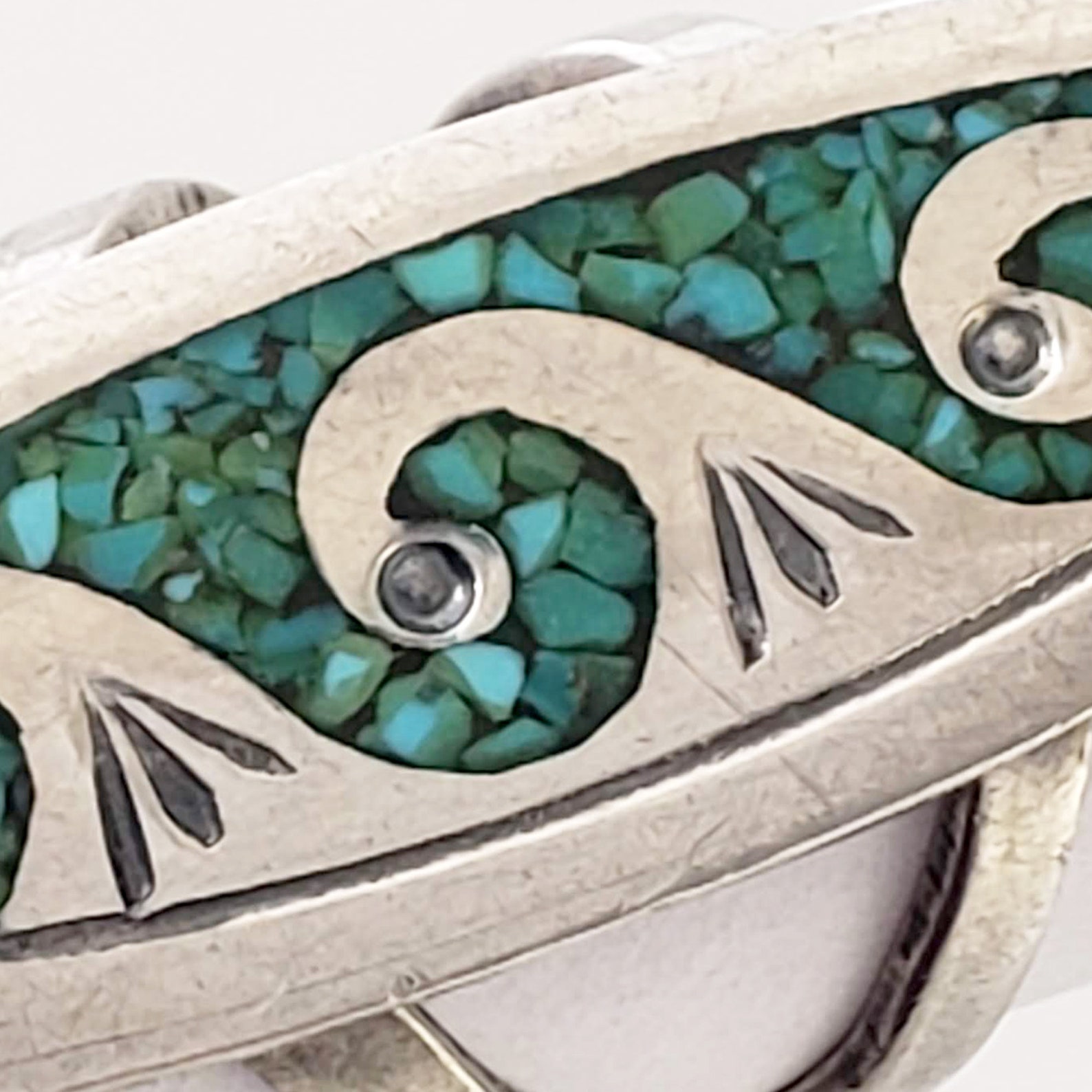Silver and Turquoise Inlay Ring by D. Begay Elongated Waves | Etsy