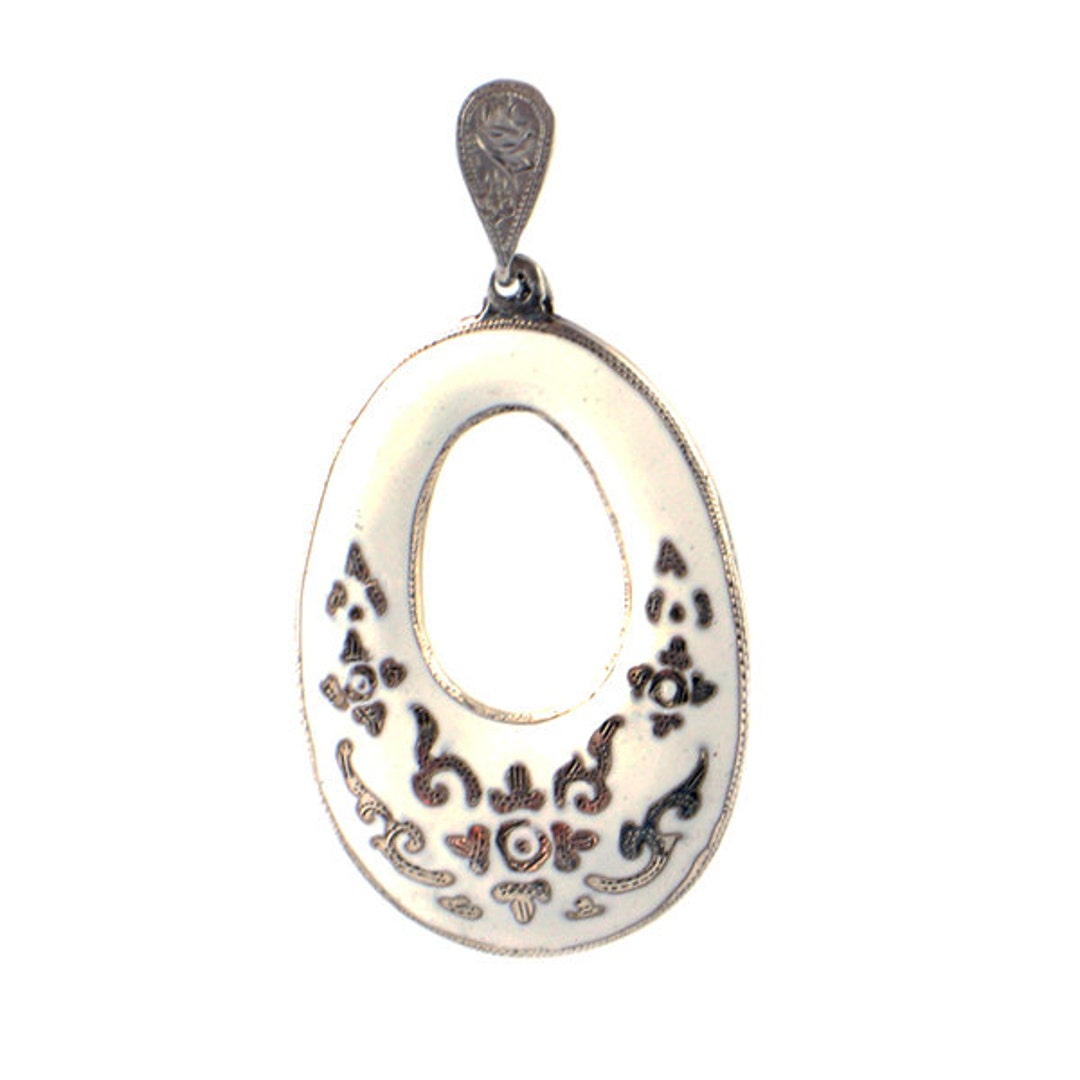 Vintage Siam Sterling White Enamel Pendant Mid-century Decorative ...