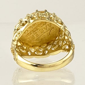 Solid 18K Gold Ancient Greek Coin Replica in Scroll Carved Ring - .25 ...