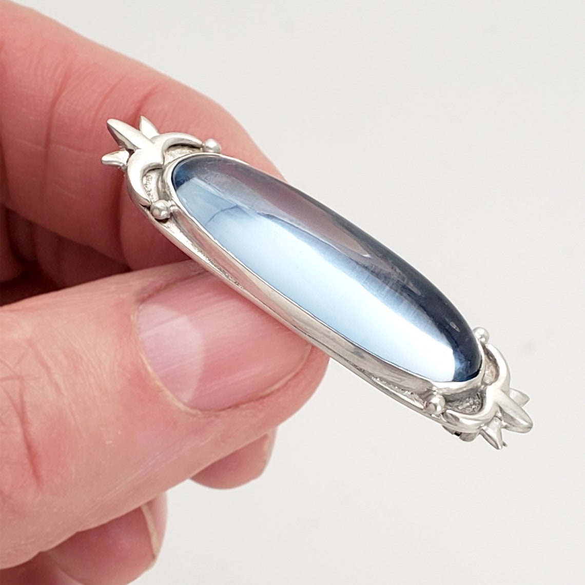 Vintage Silver and Blue Topaz Brooch With Distinctive Cabochon - Etsy