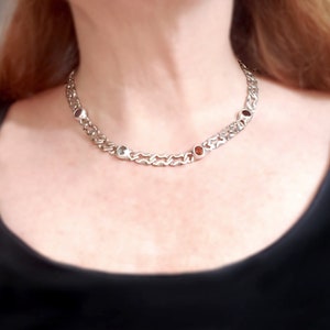 Short Chain Necklace in Sterling Silver With 5 Gemstones 17 Long - Etsy