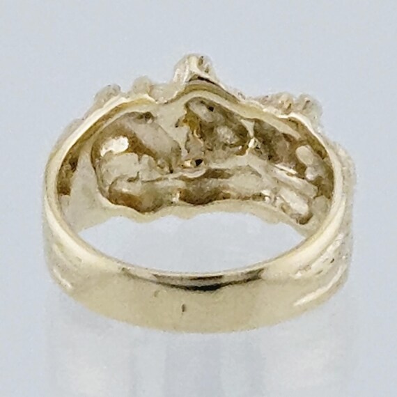 Solid 10K Gold Nugget Texture Ring - Vintage Unisex B… - Gem