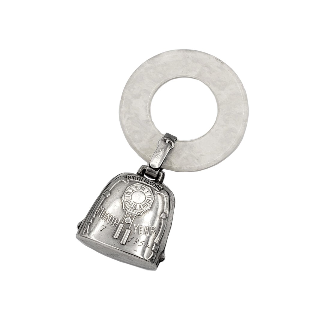 Vintage Sterling Silver Bell Baby Rattle - Teething Ring - Engraved ...