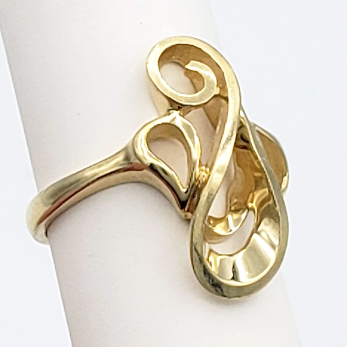 14K Gold Squiggle Ring Loops and Swirls Design Size 6.25 | Etsy
