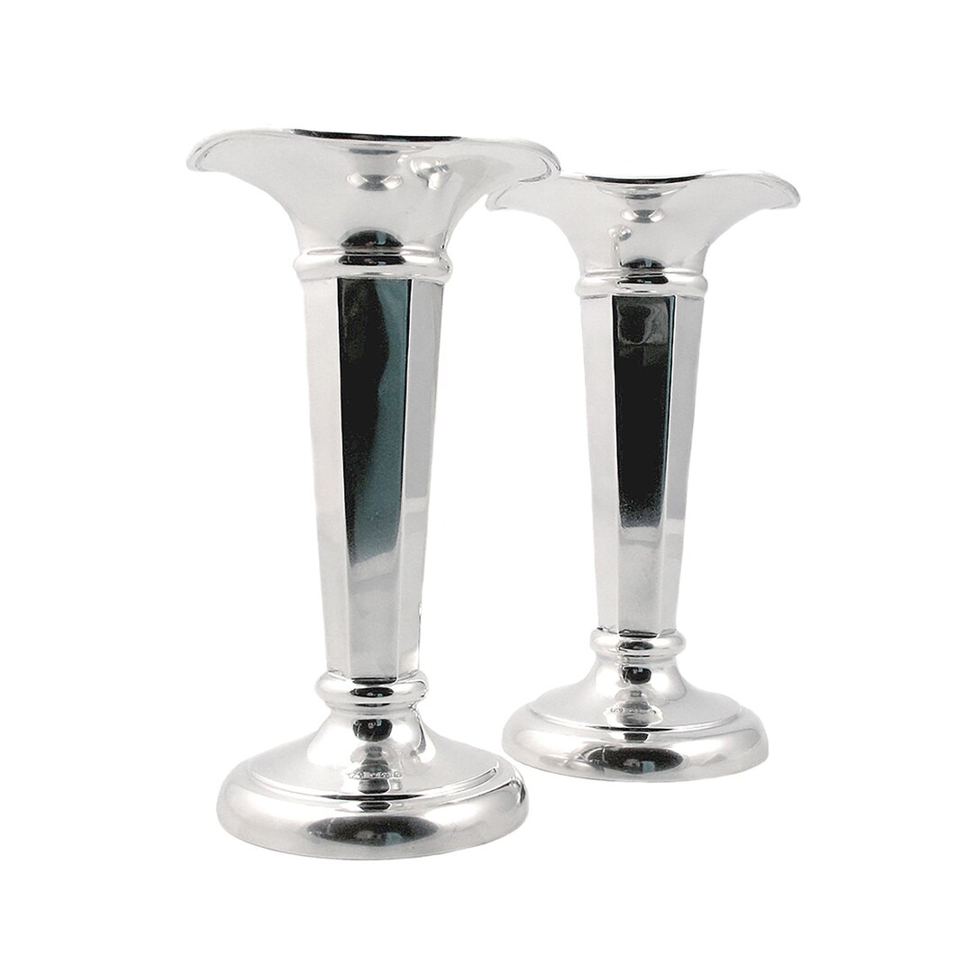 Pair of Art Deco Sterling Silver Vases: Frank Cobb Sheffield, 1935, 7 1 ...