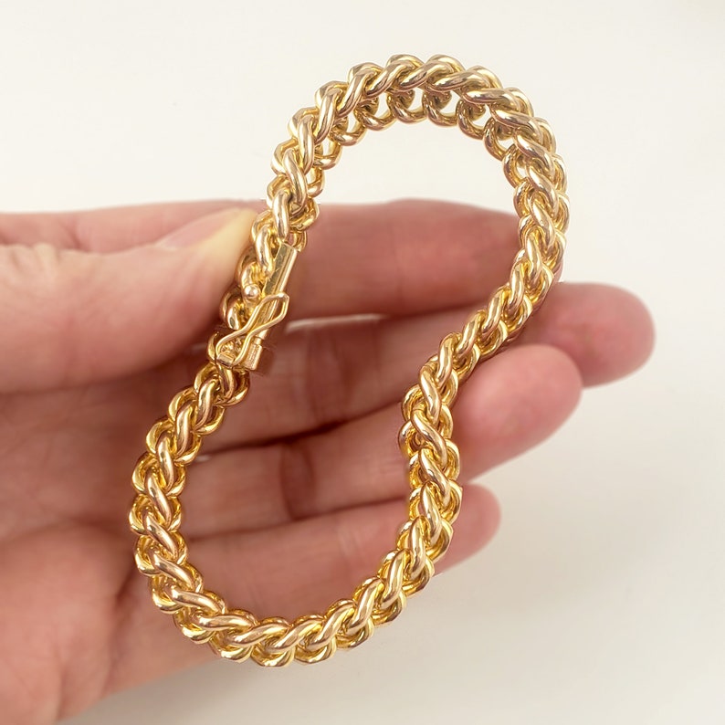 Luxury 14K Gold Woven Chain Bracelet: Vintage, 1.5 Ozt, 8" Long - Etsy