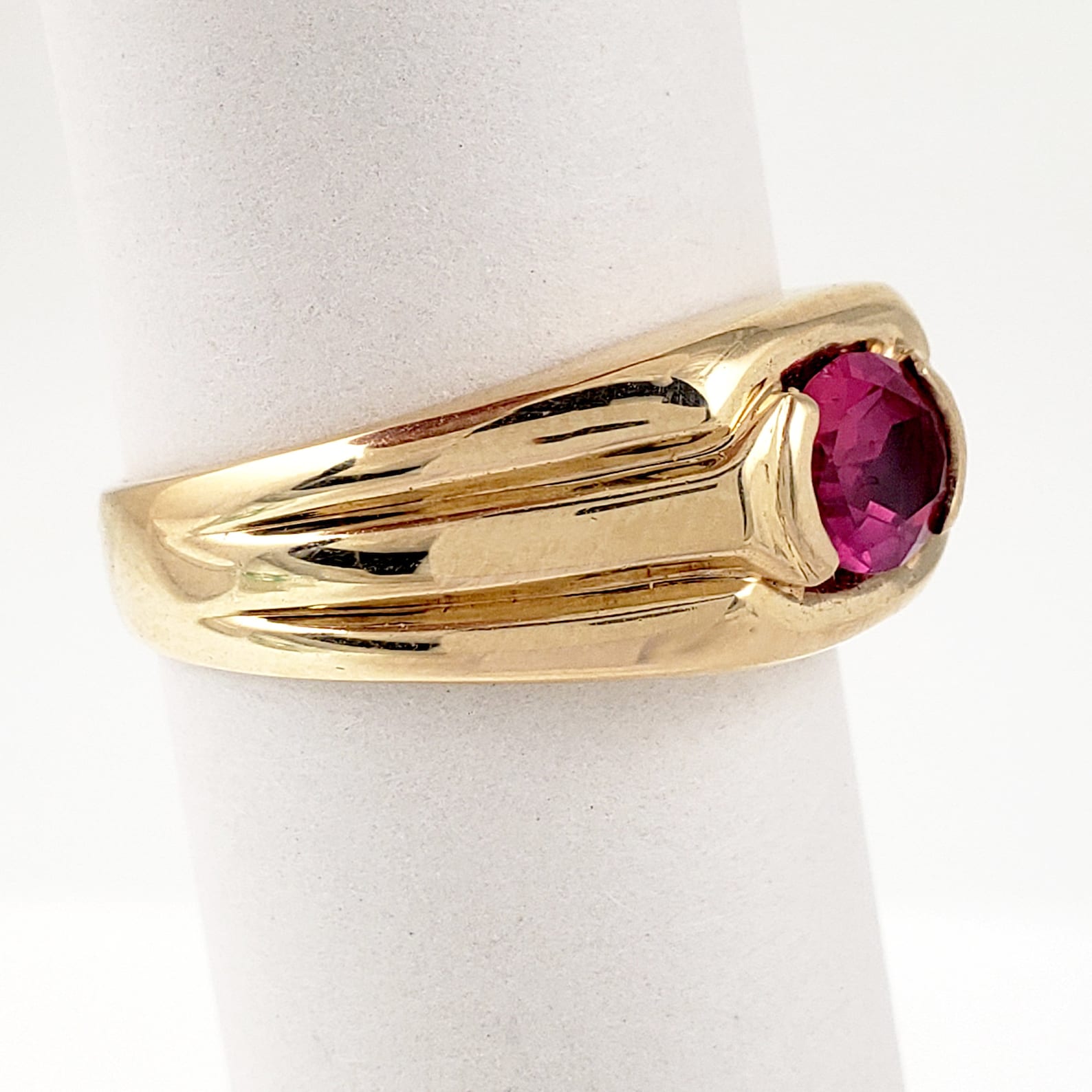 10K Gold & Synthetic Ruby Ring Vintage Unisex Ring Size 10 - Etsy