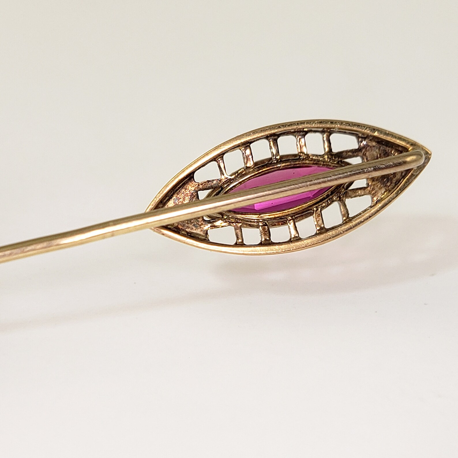 Antique 10K Gold Stick Pin With Synthetic Ruby 2 - Etsy