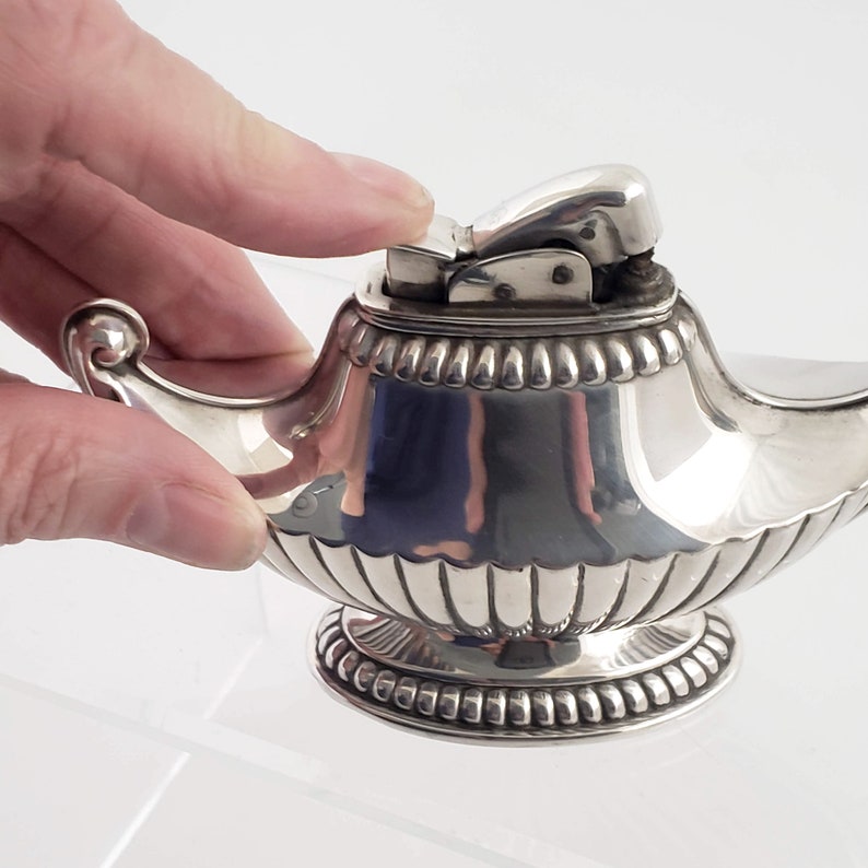Vintage Sterling Silver Table Lighter - Evans Genie Lamp Design - 2.75 ...