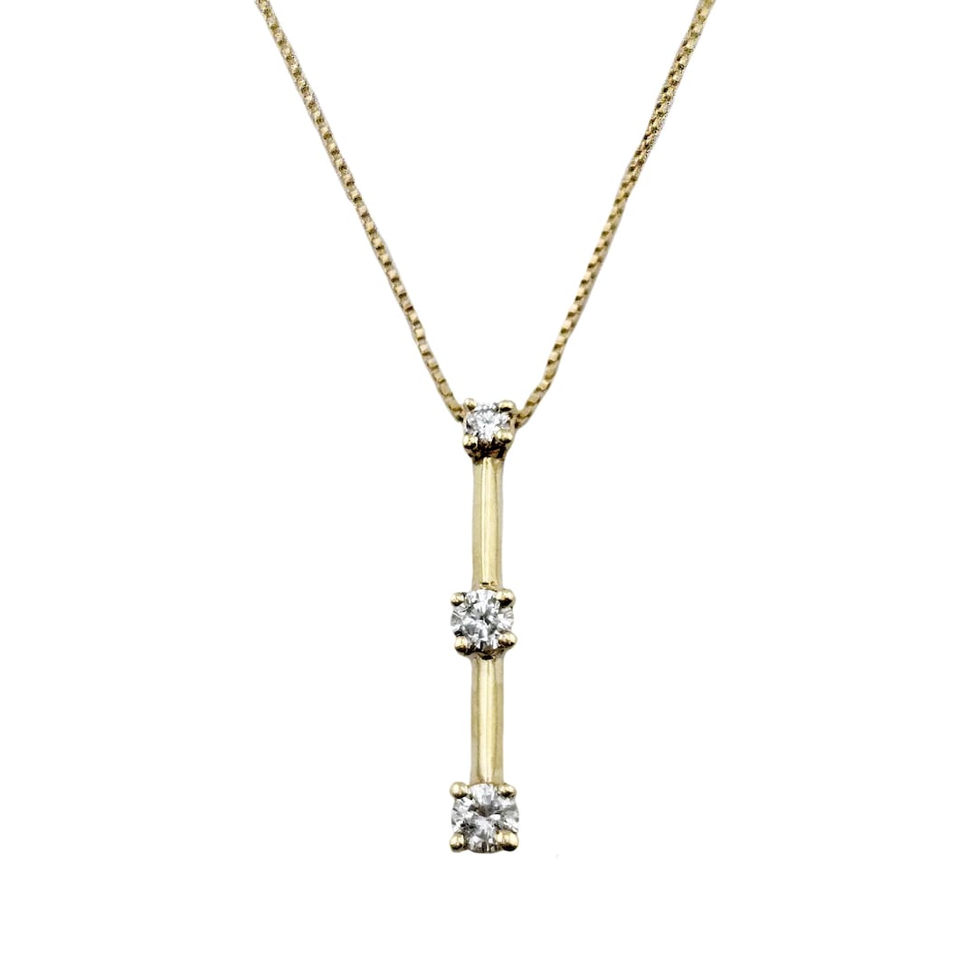 Estate 3 Stone Diamond Journey Necklace in Solid 10K Gold - .25 Ctw ...