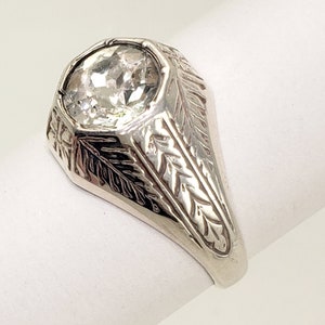 Vintage Mens Sterling Silver and Glass Stone Ring With Decorative ...