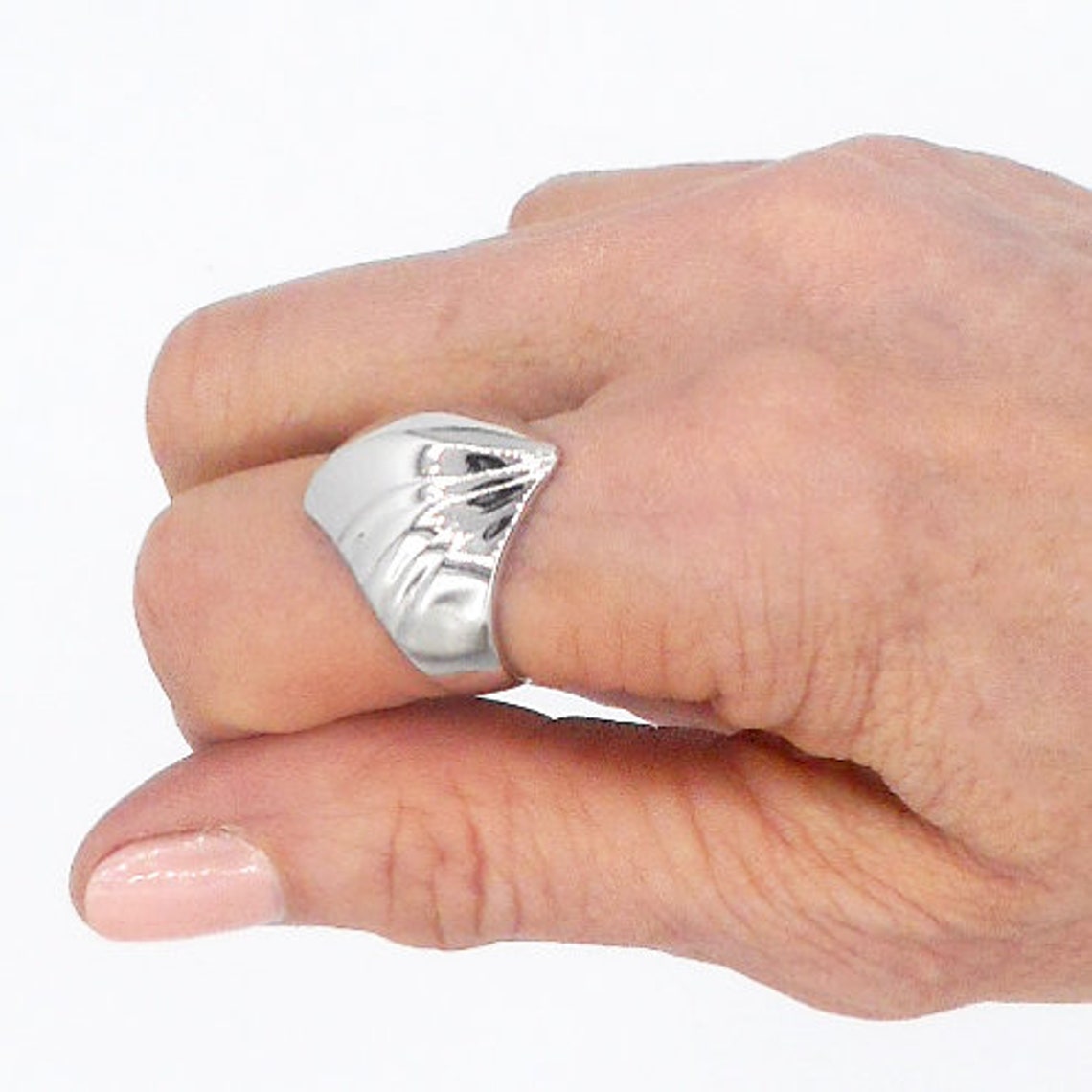 Chunky Sterling Silver Ring Modern Style Shiny & - Etsy