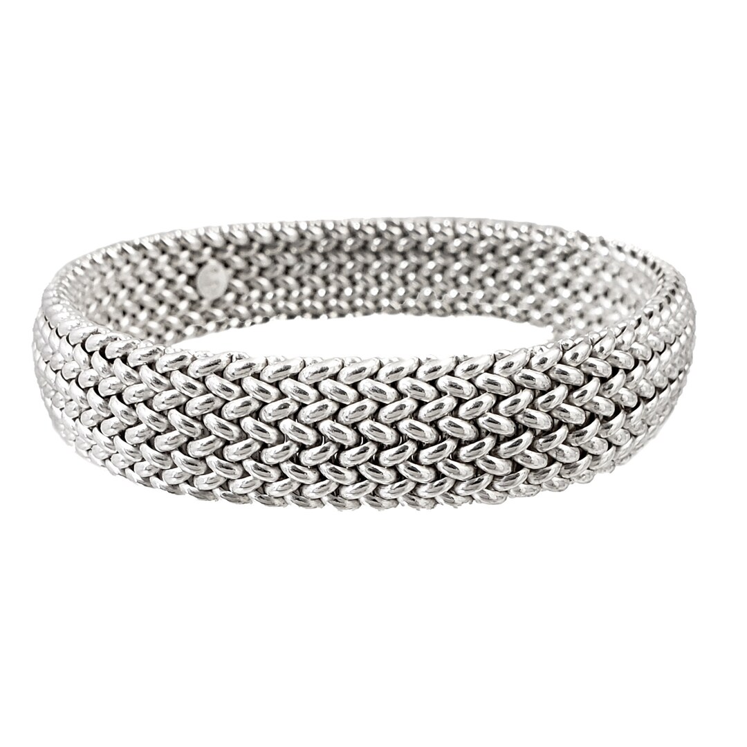 Vintage Sterling Silver Mesh Bangle Flexible Woven Chain Bracelet 2 3/8 Diameter - Etsy