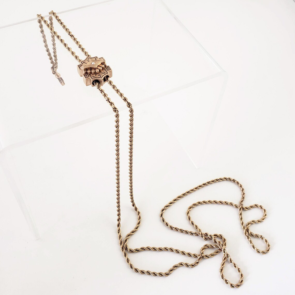 Victorian Slider Chain in 10K Gold 50 Long Watch Chain - Etsy