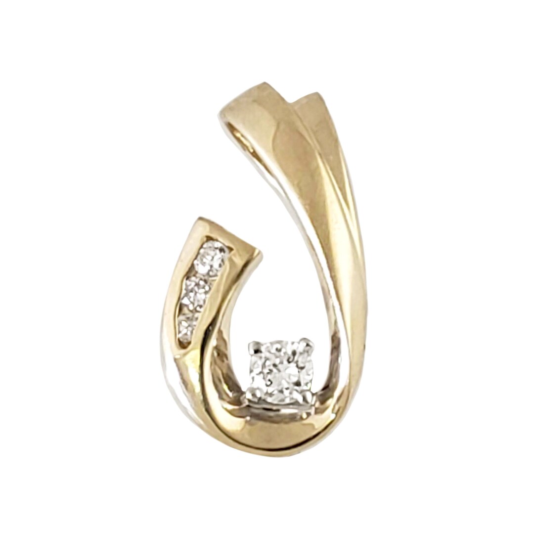 14K Gold and Diamond Swoop Pendant - 1/4 Ctw - 7/8" Tall - Etsy