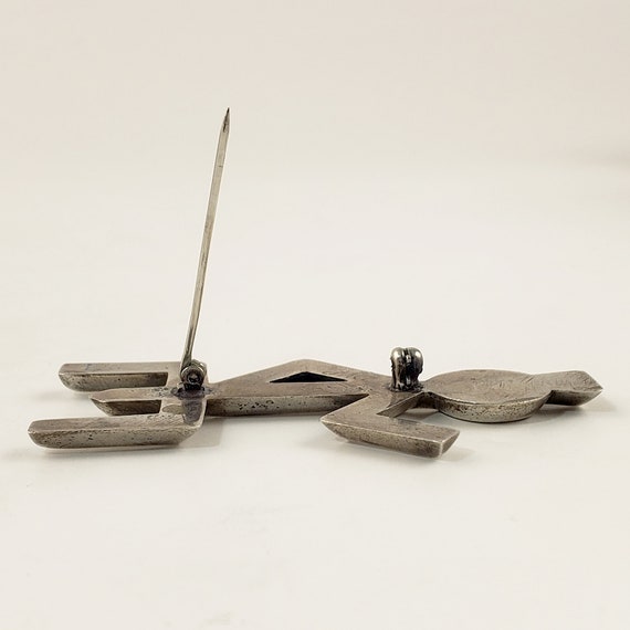 Vintage Tribal Symbol Stick Figure Pin in Cast Silver… - Gem