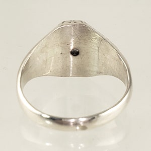 Vintage Mens Sterling Silver and Glass Stone Ring With Decorative ...