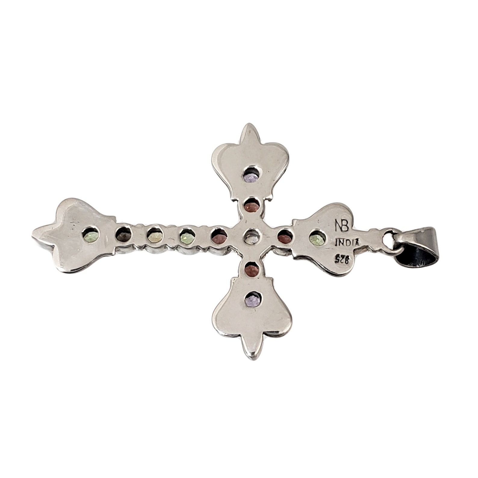 Multi Gemstone Cross in Sterling Silver Large Colorful - Etsy