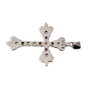 Multi Gemstone Cross in Sterling Silver - Large, Colorful Cross Pendant ...