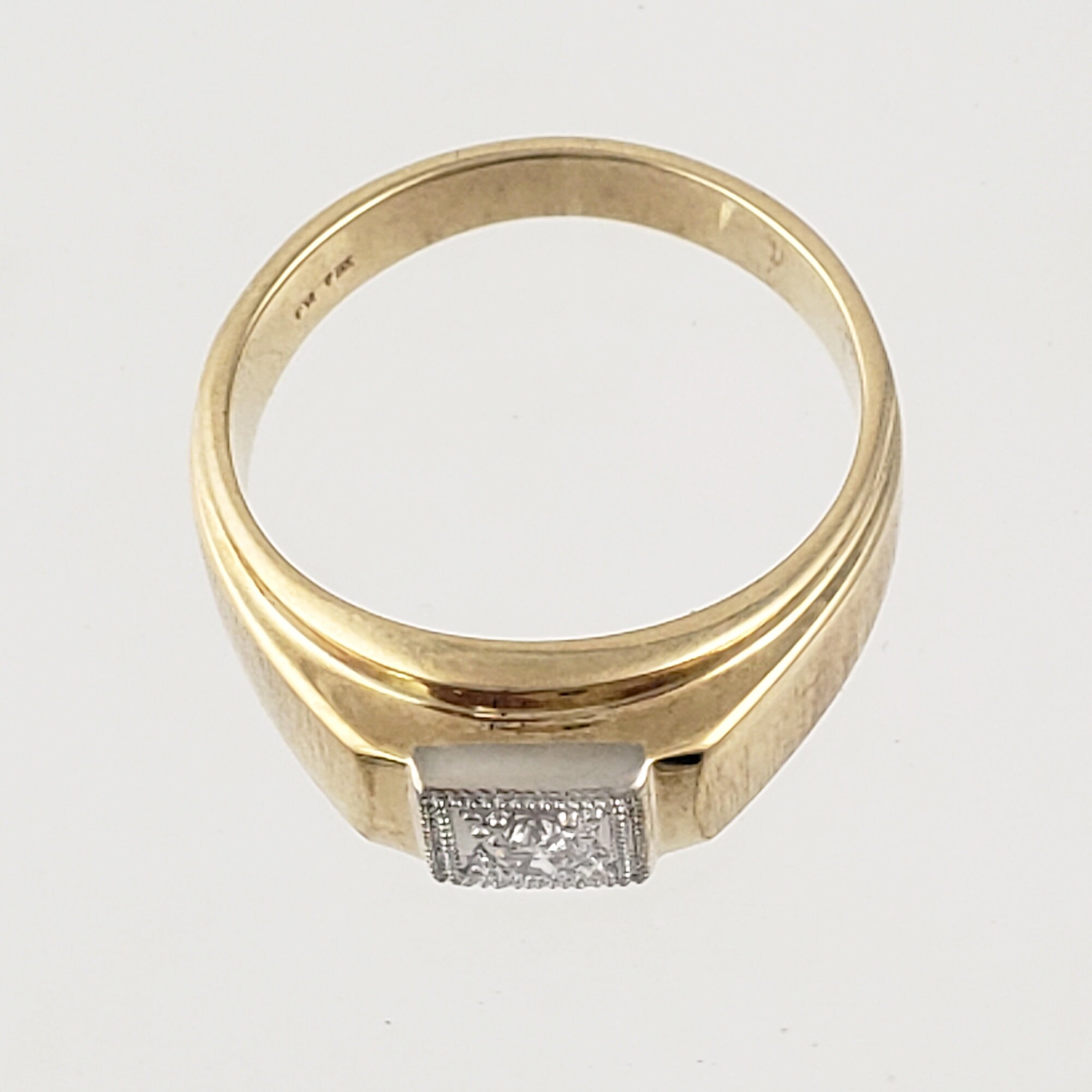 Mens 10K Gold Diamond Ring Vintage Solitaire Diamond Size 9.25 Etsy