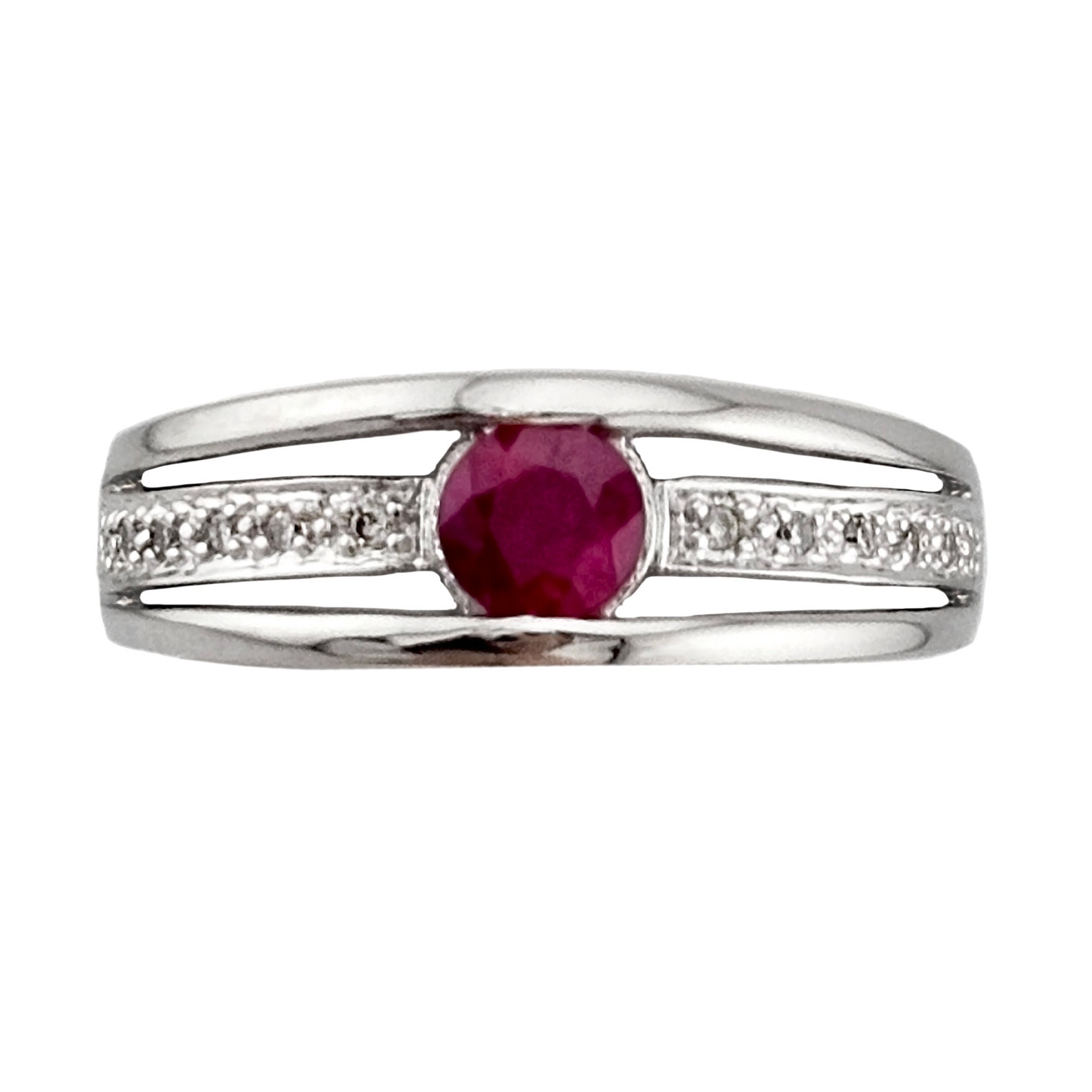 Pretty 14K White Gold and Ruby Ring With 12 Diamonds - Size 7.25 - Etsy