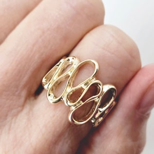 Vintage Solid 14K Gold Squiggle Ring - Size 9.5 - Etsy