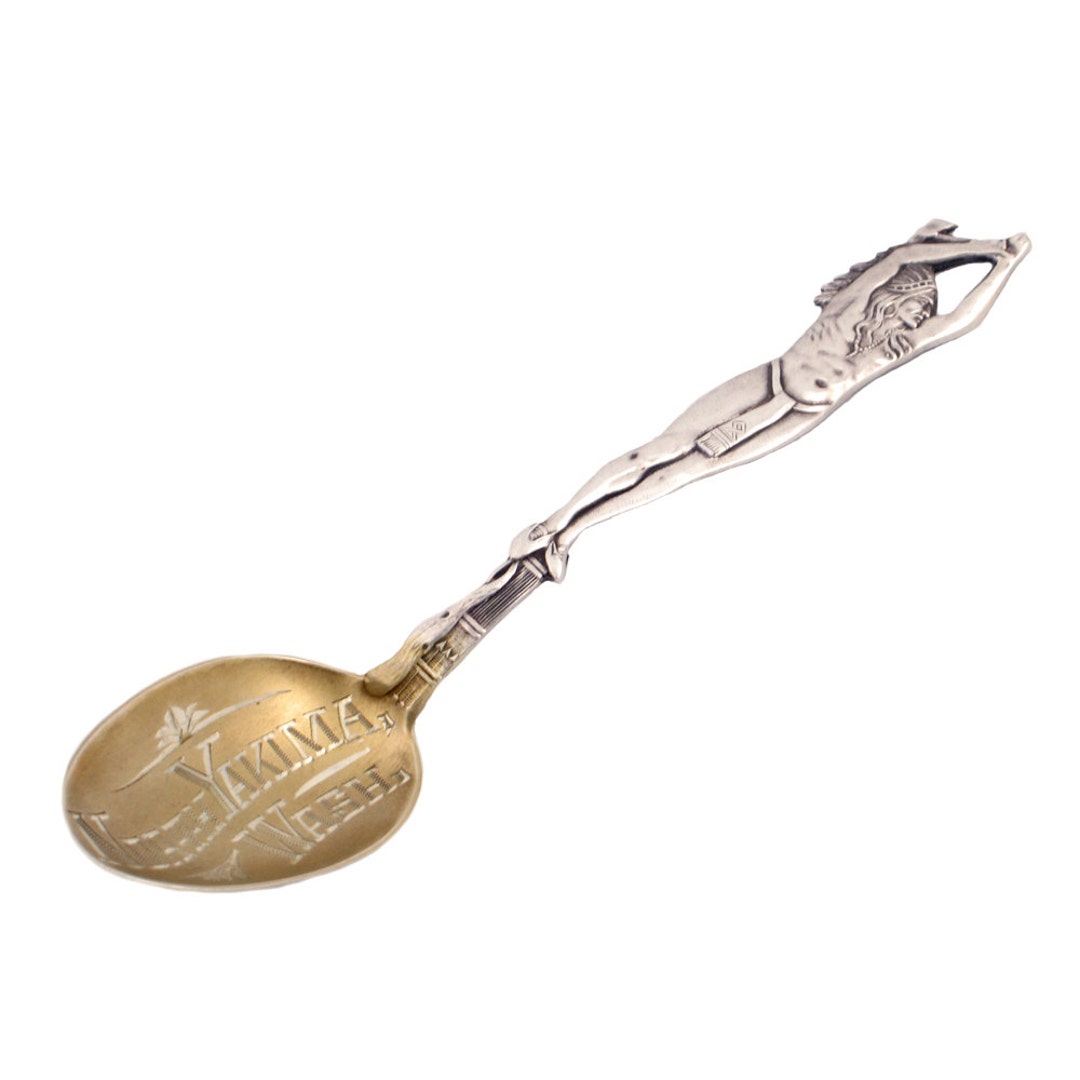 Antique Souvenir Spoon With Native American Figure - North Yakima ...
