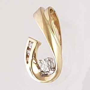 14K Gold and Diamond Swoop Pendant 1/4 Ctw 7/8 Tall - Etsy