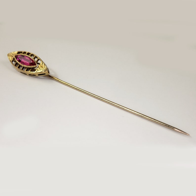 Antique 10K Gold Stick Pin With Synthetic Ruby - 2 5/8"tall - Etsy
