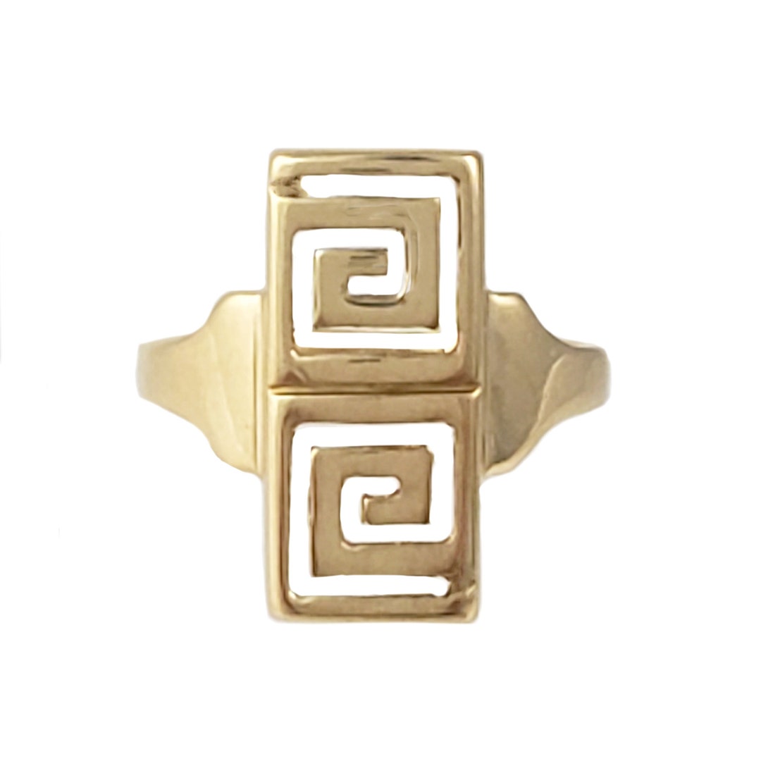 Vintage 18K Gold Ring - Double Greek Key Design - Size 4 - Etsy