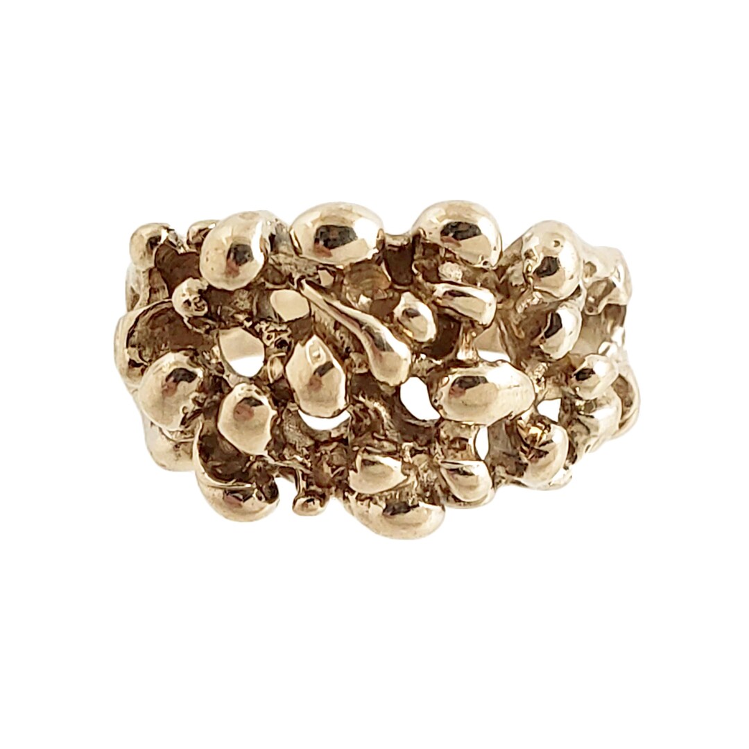 Vintage Solid 14K Gold Ring - Dripped Wax Cast - Size 5.5 - Etsy