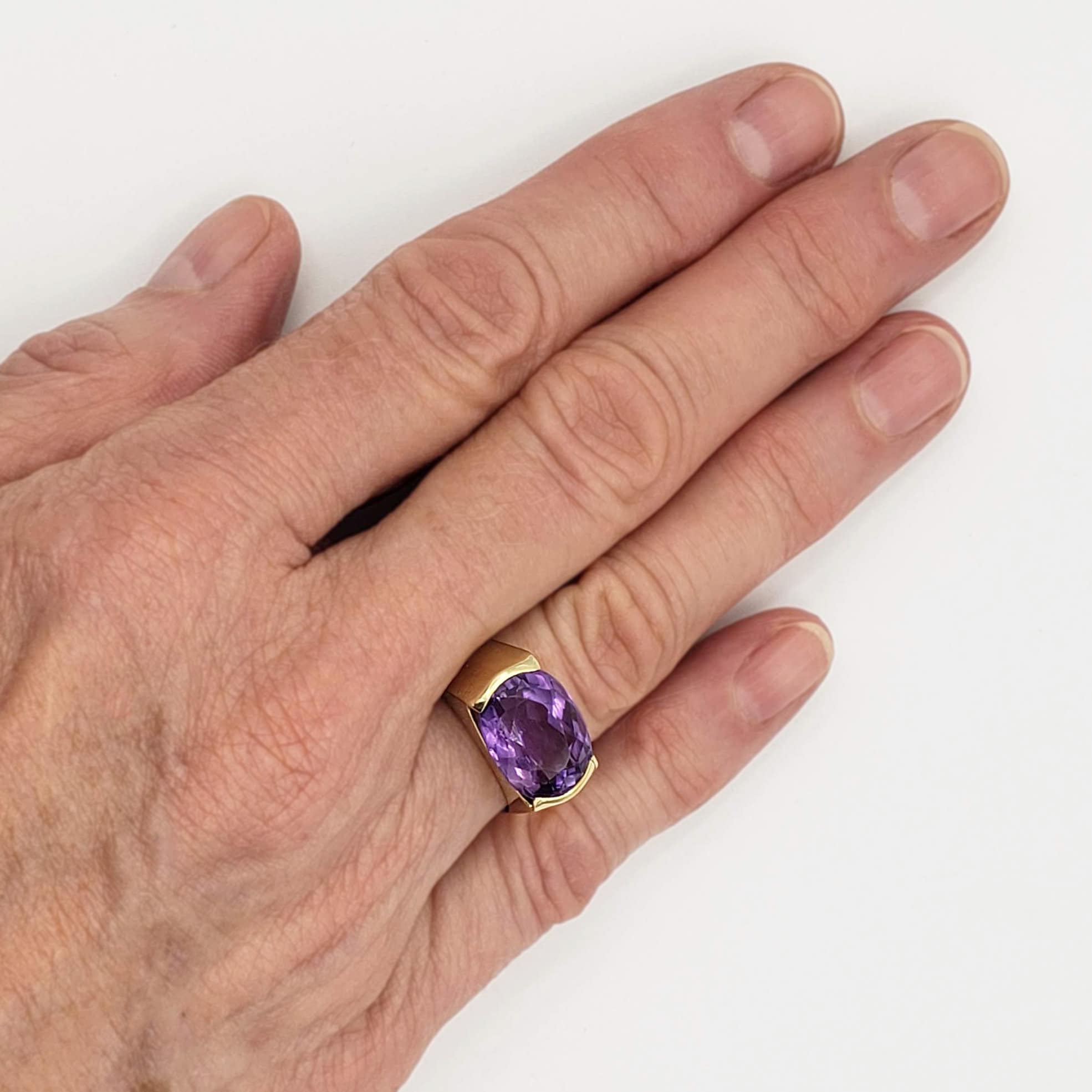 18K Gold and Amethyst Ring Vintage Modern Style Size 6 1/4 | Etsy