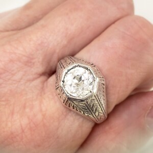 Vintage Mens Sterling Silver and Glass Stone Ring With Decorative ...