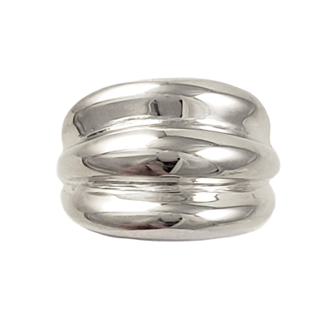 Modernist Sterling Silver Ring - Bold Ribbed Design - Size 7.5 - Etsy