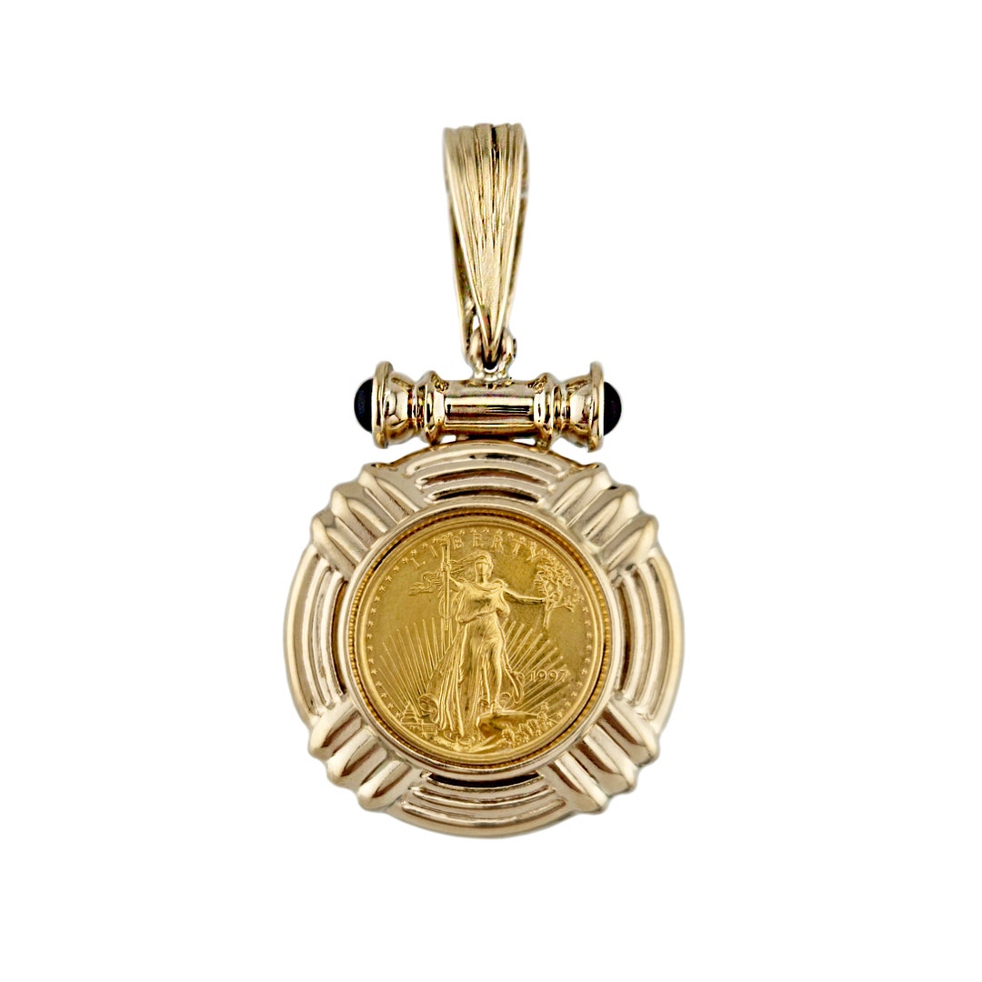 1997 Gold Eagle Coin Pendant: 14K Mounting With Black Onyx - Etsy
