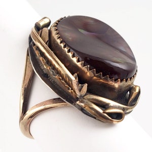 10K Gold & Fire Agate Ring - Signed Alfred Joe - Gold Southwestern Ring ...