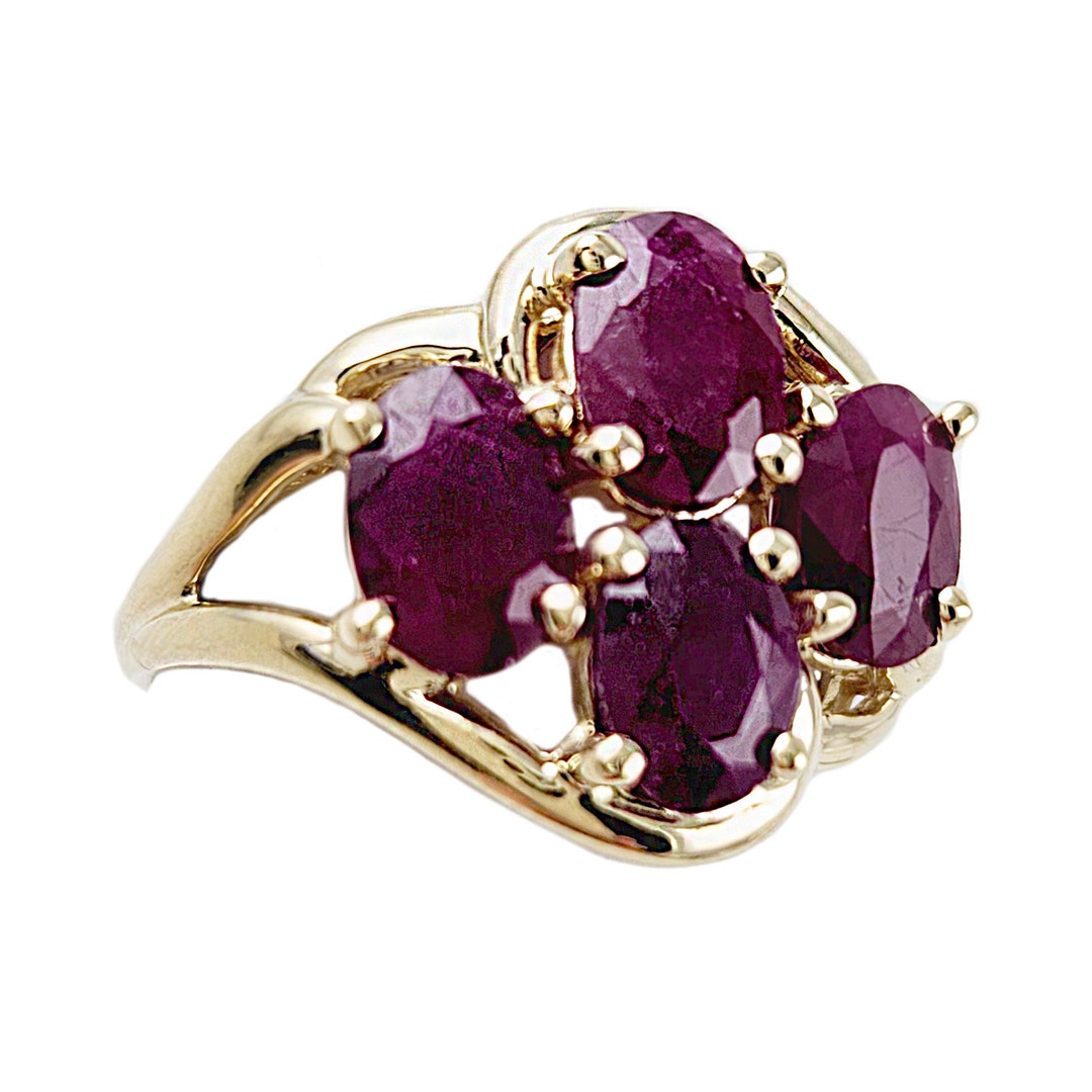 Vintage 4 Stone Ruby Ring in 10K Gold by Clyde Duneier Inc - Size 10 - Etsy