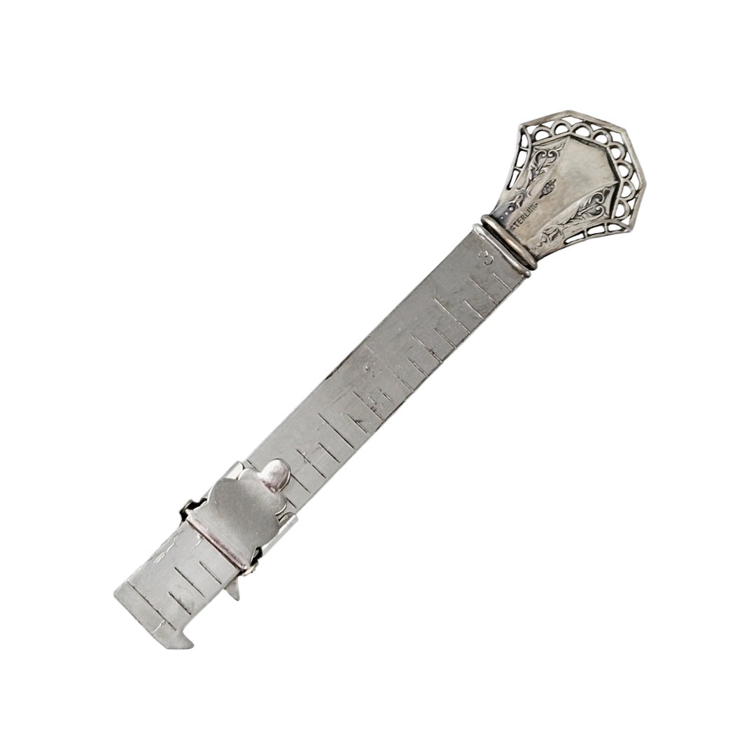 Antique Hem Gauge With Sterling Silver Top and Steel 3" Ruler - 4.25 ...