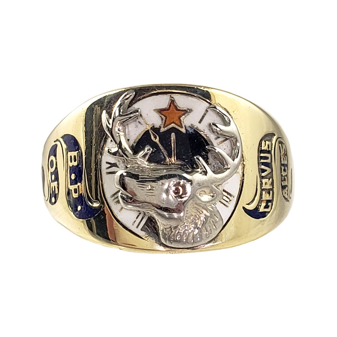 Vintage Elks Lodge Ring in 14K Gold and Enamel BPOE Size - Etsy