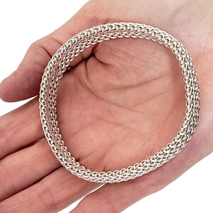 Vintage Sterling Silver Mesh Bangle Flexible Woven Chain Bracelet 2 3/8 Diameter - Etsy