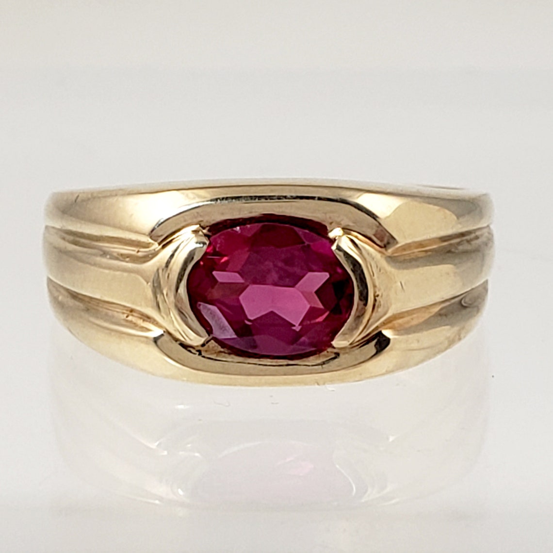 10K Gold & Synthetic Ruby Ring Vintage Unisex Ring Size 10 - Etsy