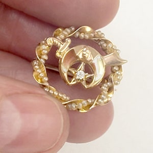 Antique Moolah Shriners Lapel Pin - 10K Gold With Diamond & Seed Pearls ...