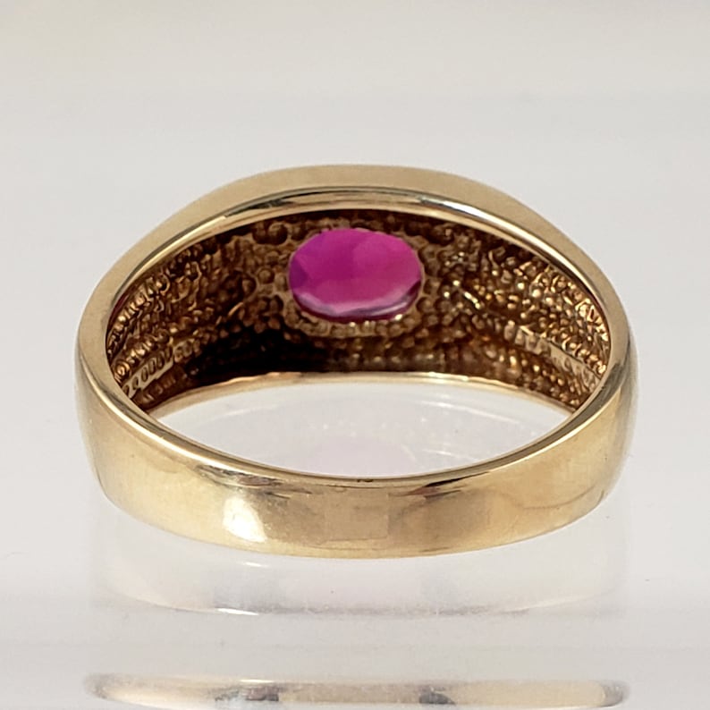 10K Gold & Synthetic Ruby Ring Vintage Unisex Ring Size 10 - Etsy