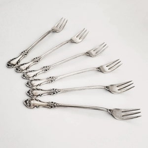 Set of 6 Vintage Cocktail Forks in Sterling Silver- Wild Rose Pattern ...