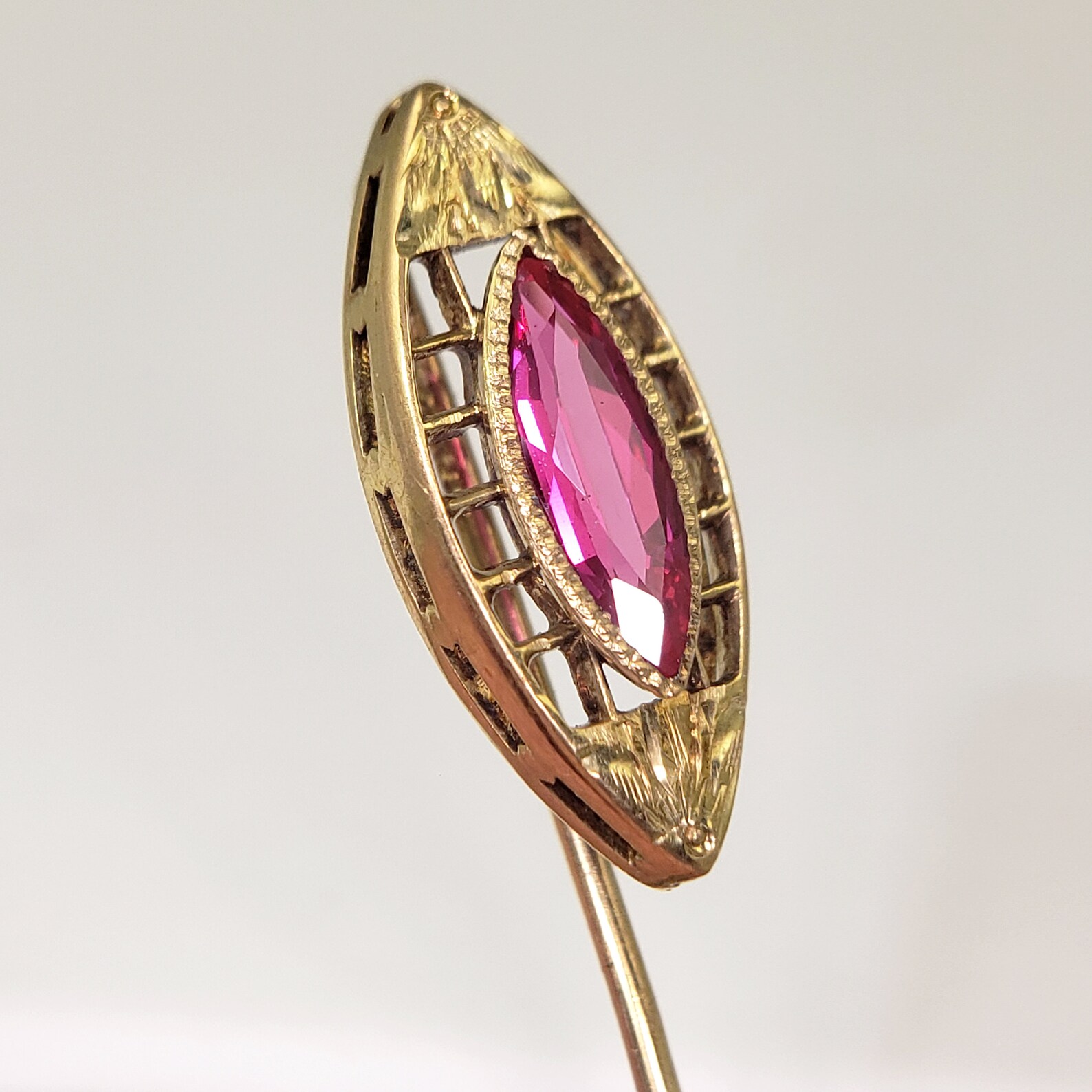 Antique 10K Gold Stick Pin With Synthetic Ruby 2 - Etsy